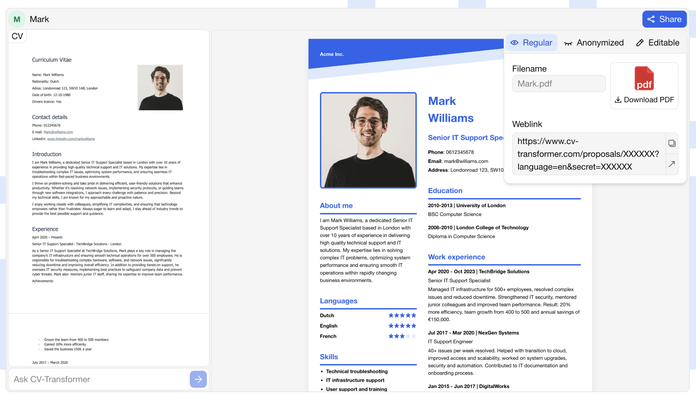 CV-Transformer | The Global Recruiter